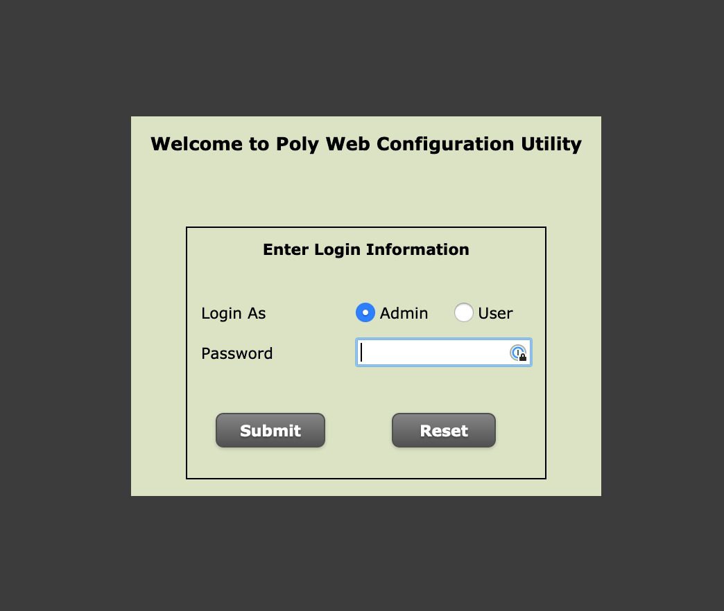 How to Access and Use the Poly Web Configuration Utility